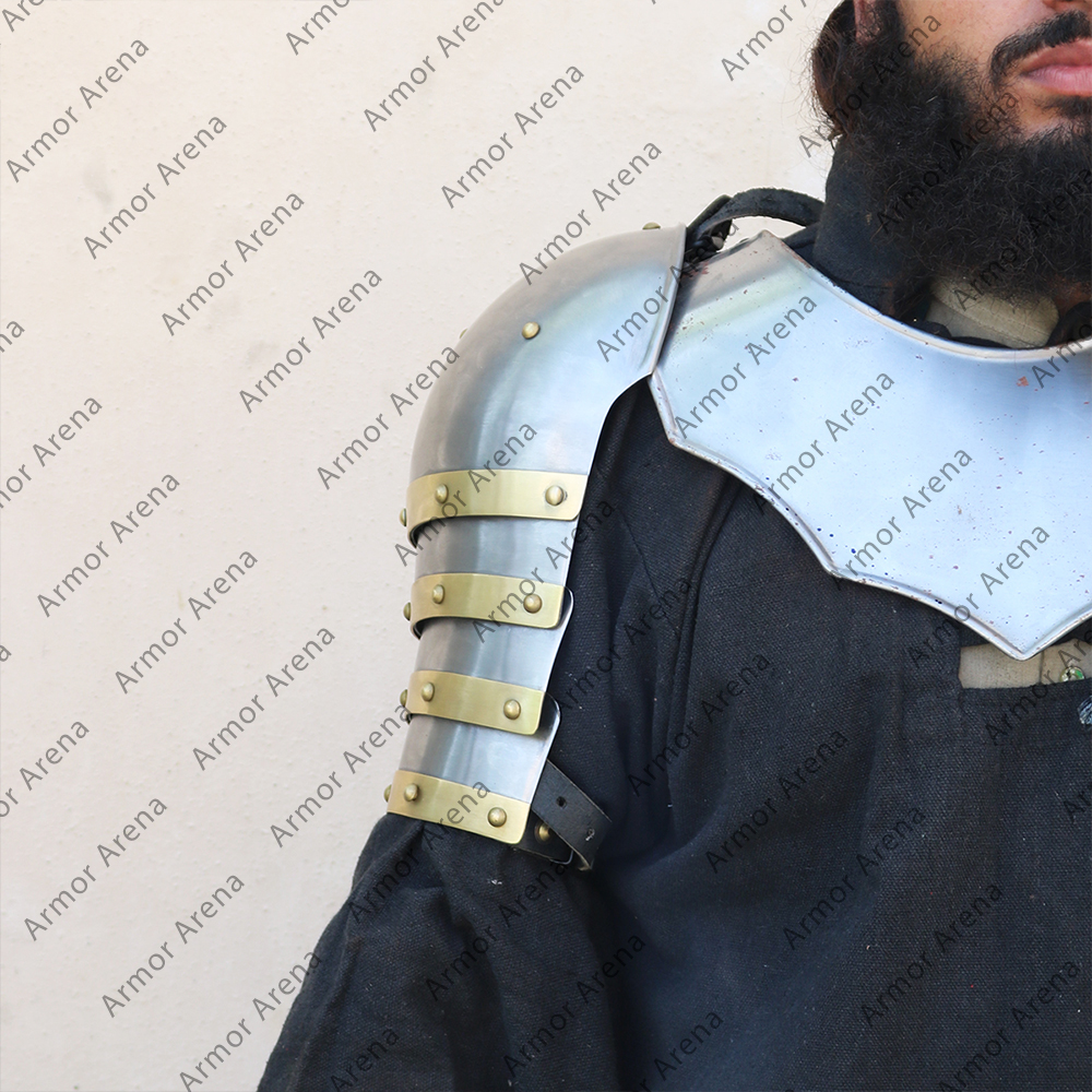 Knight Plate Shoulder 14th Century with Brass Edge